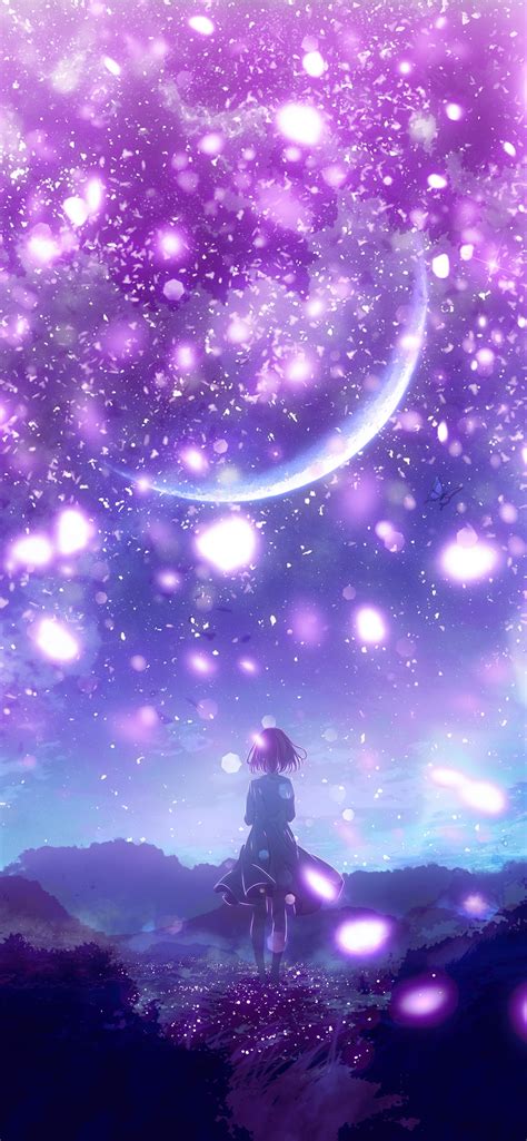 Anime Girl Wallpaper 4k Purple Aesthetic Crescent Moon