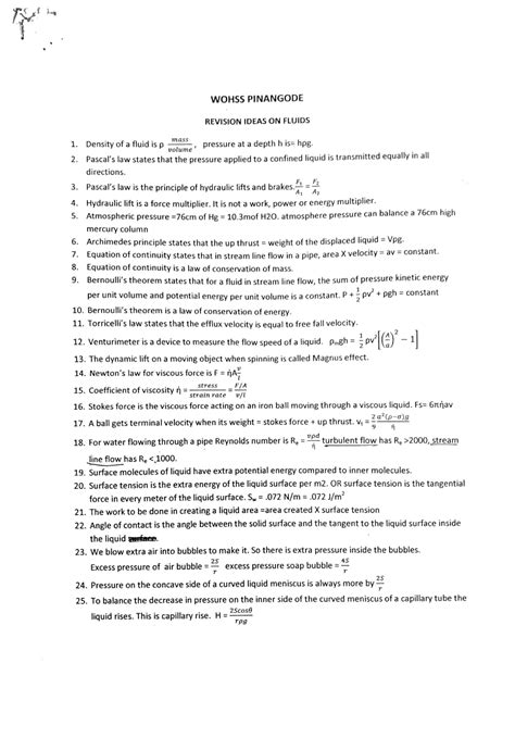 Fluids Physics Plus 2 Points From Chapters Plus Two Science Studocu