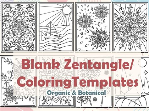 10 Creative Zentangle Patterns Practice Sheets Botanical Zentangle Templates Coloring Pages