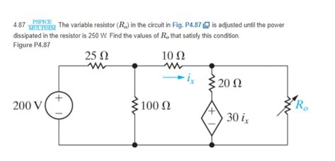 Solved 487 Multisim Pspice The Variable Resistor Ro In