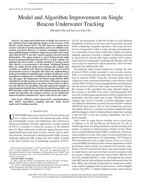 PDF Model And Algorithm Improvement On Single Beacon Underwater Tracking