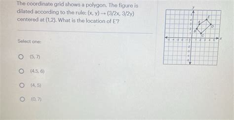 Solved The Coordinate Grid Shows A Polygon The Figure Is Dilated According To The Rule X Y