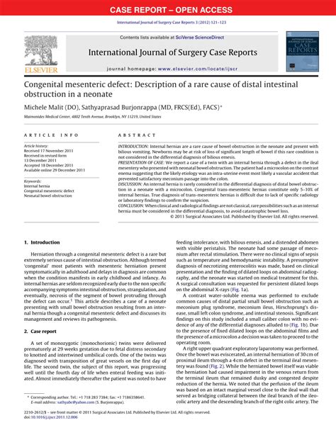 Pdf Congenital Mesenteric Defect Description Of A Rare Cause Of