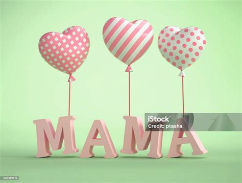 심장의 모양에 풍선 3d 엄마 텍스트 0명에 대한 스톡 사진 및 기타 이미지 0명 감사 공휴일 Istock