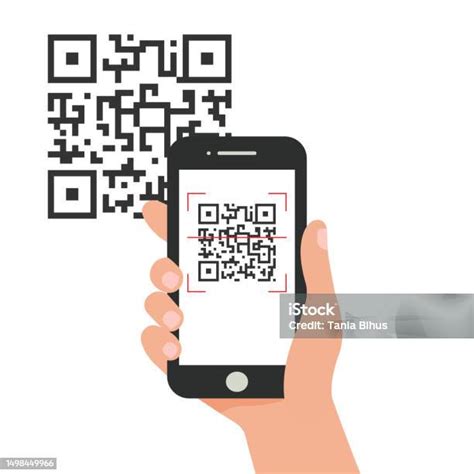 휴대 전화를 가진 손이 Qr 코드를 스캔합니다 벡터 그림입니다 Qr코드에 대한 스톡 벡터 아트 및 기타 이미지 Qr코드