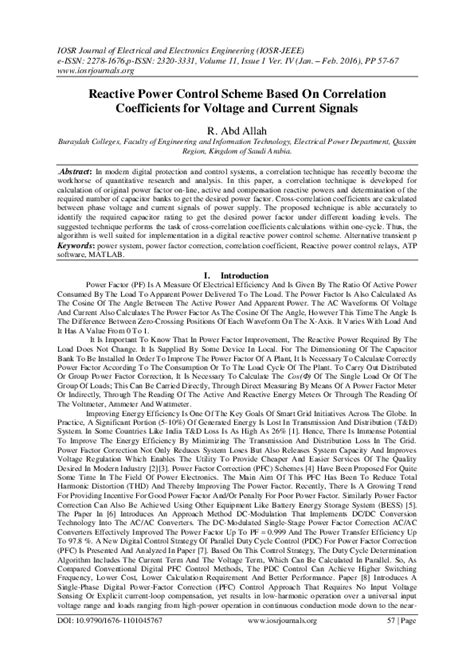 Pdf Reactive Power Control Scheme Based On Correlation Coefficients