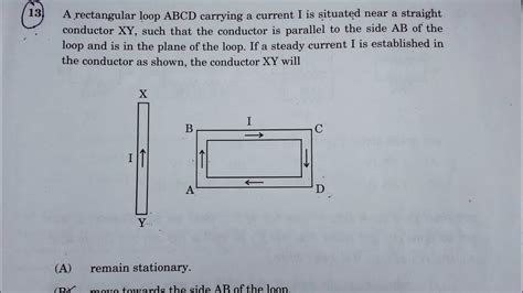 a rectangular loop abcd carrying a current i is situated near a