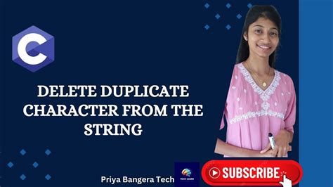 Delete Duplicate Character From The String C Program Youtube