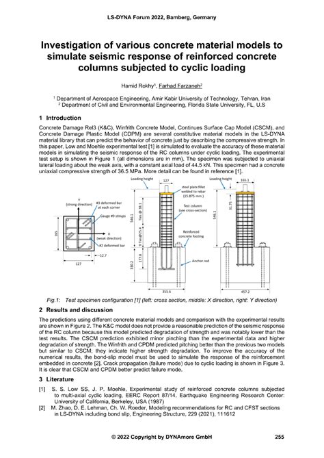Pdf Investigation Of Various Concrete Material Models To Simulate Seismic Response Of