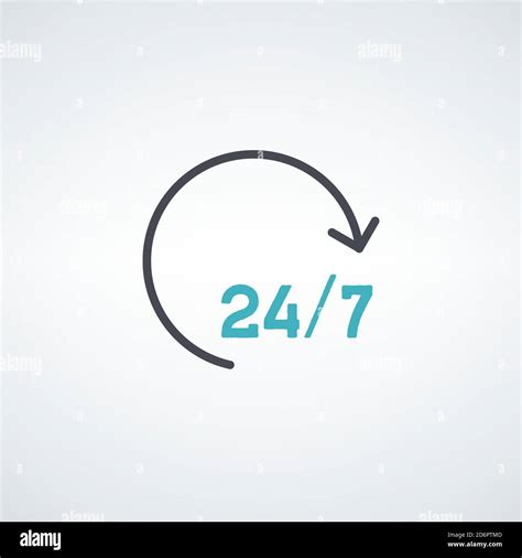 Open Around The Clock Or 24 Hours A Day And 7 Days A Week Icon Or Symbol Isolated On White