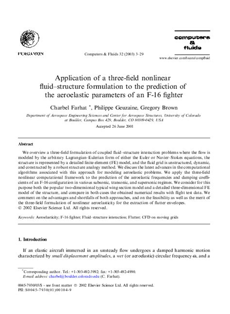 Pdf Application Of A Three Field Nonlinear Fluidstructure