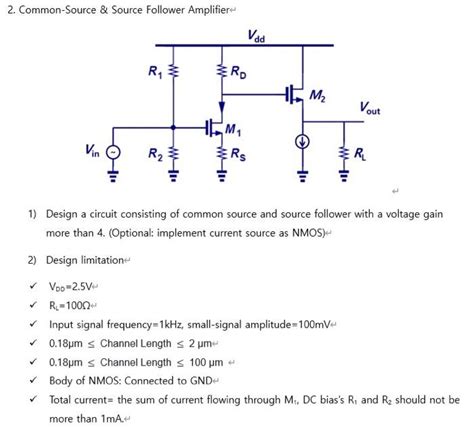 Solved 2 Common Source And Source Follower Amplifier Vad R1