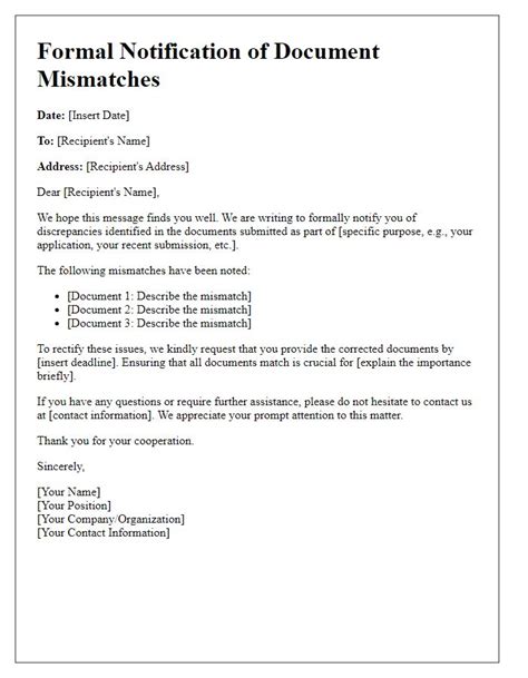 Letter Template For Reporting Discrepancies In Documentation Free Samples In Pdf Letterin
