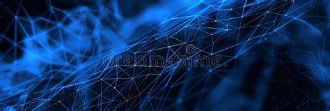 Abstract Blue Network Mesh Glowing Connecting Dots And Lines Stock Image Image Of Data Glow