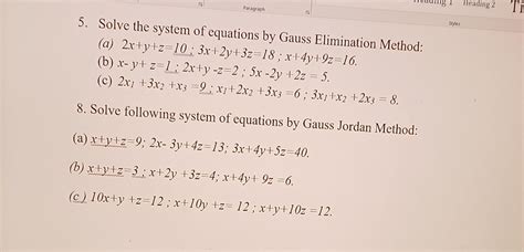Solved 5 Solve The System Of Equations By Gauss Elimination
