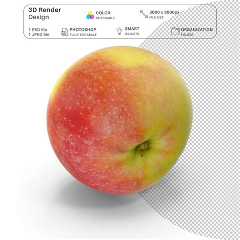 세부적인 음식 디자인을 위한 현실적인 애플 3d 모델 고품질 Psd 파일 프리미엄 Psd 파일