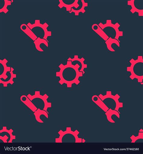 Set Wrench Spanner And Gear And Gear On Seamless Vector Image