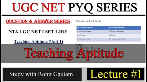 UGC NET Paper Question Answer Series I Previous Year Questions PYQs I Unit I Lecture I