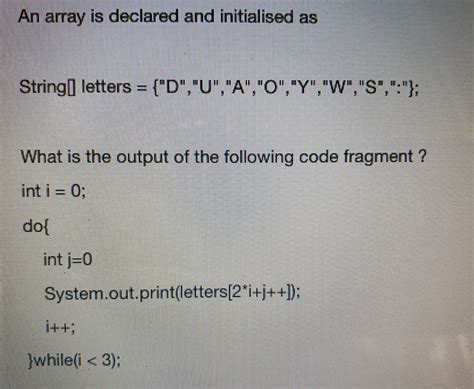 Solved An Array Is Declared And Initialised As String