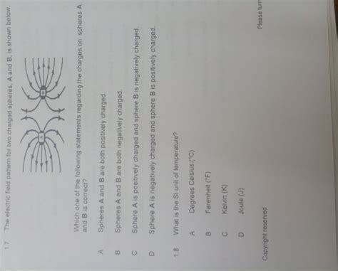 Question 1 7 The Electric Field Pattern For Two Charged Spheres A And B