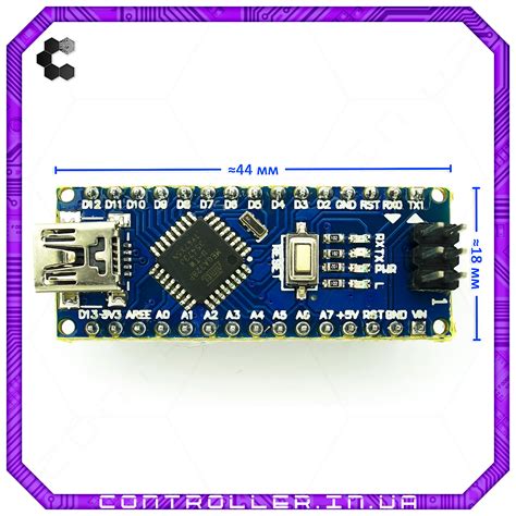 Купити Мікроконтролер Arduino Nano 3 0 Atmega328 Ch340 Miniusb ніжки припаяні