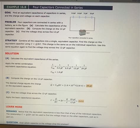 Solved Example 16 8 Four Capacitors Connected In Series Goal