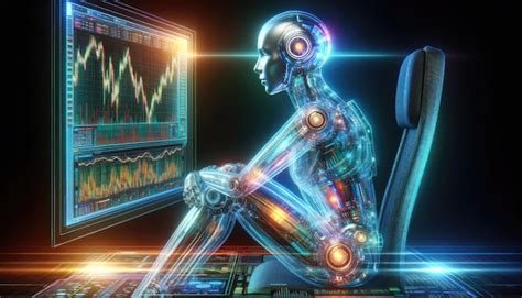 Premium Ai Image Futuristic Translucent Robot Sitting In Profile Analizing Virtual Financial