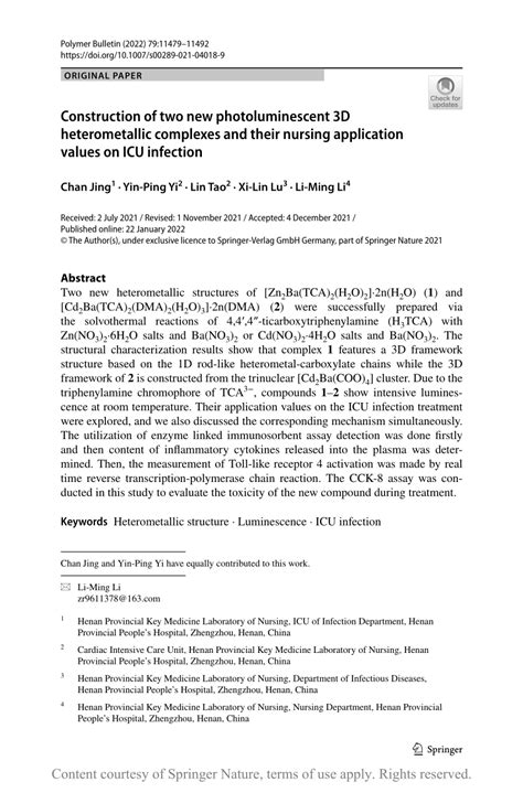 Construction Of Two New Photoluminescent 3d Heterometallic Complexes