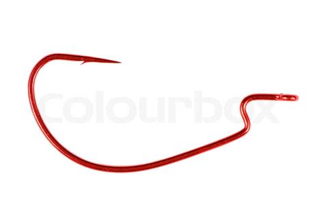 A Red Offset Fish Hook Isolated On A White Background Colourbox