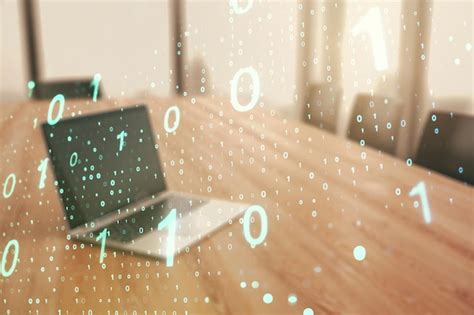 Premium Photo Creative Abstract Binary Code Sketch On Modern Laptop