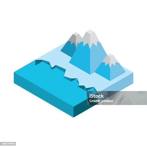 빙산 산 아이콘입니다 아이소메트릭 디자인입니다 벡터 그래픽 3차원 형태에 대한 스톡 벡터 아트 및 기타 이미지 3차원 형태 개념 건축물 Istock