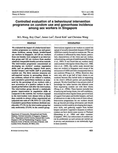 Pdf Controlled Evaluation Of A Behavioural Intervention Programme On