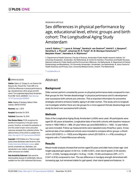 PDF Sex Differences In Physical Performance By Age Educational Level Ethnic Groups And Birth