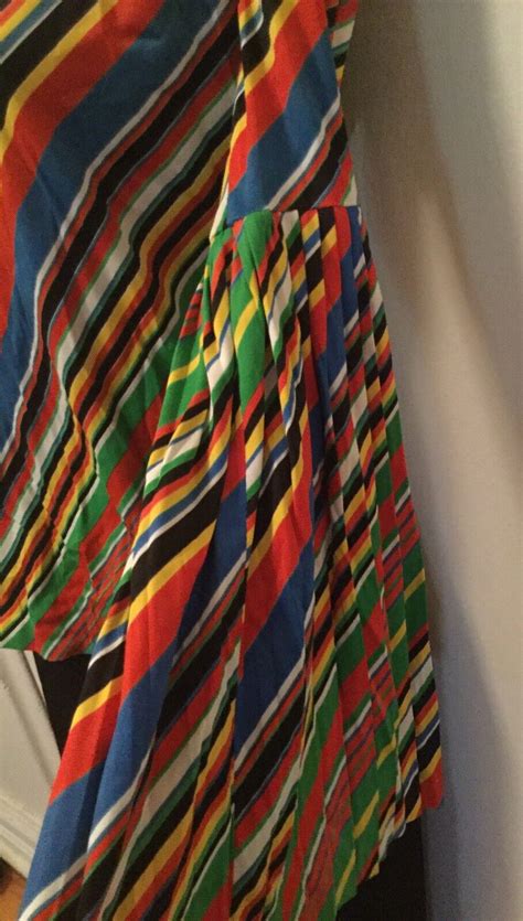 1970s Diva Glam Stripe Accordion Go Go Pleated Choir Gem