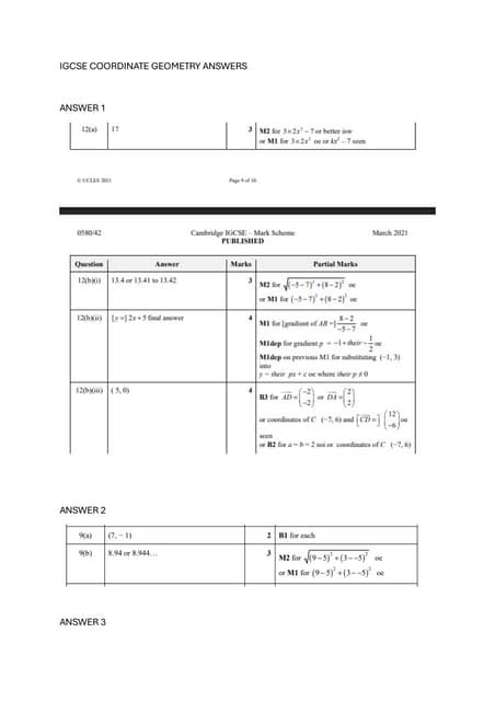 Igcse Math Coordinate Geometry Answers 3 Pdf