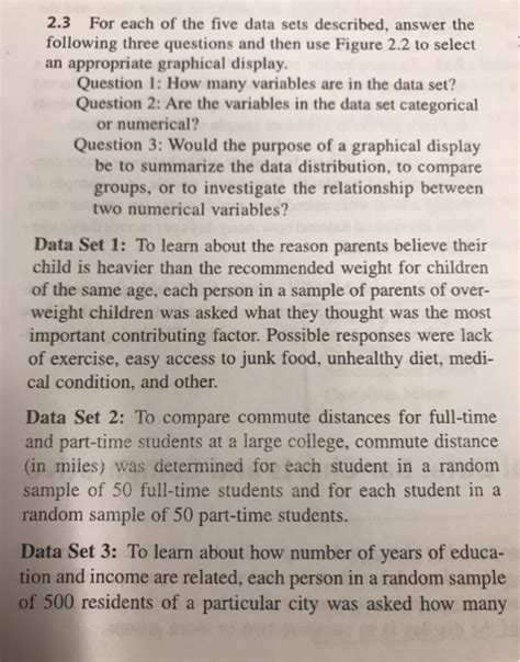Solved 2 3 For Each Of The Five Data Sets Described Answer