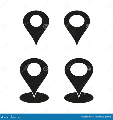 Location Pin Icons Map Marker Shapes Black Vector Spots Geolocation Point Symbols Stock