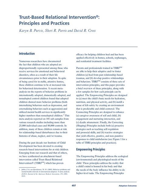 Tbri Principles And Practices Pdf Psychotherapy Mental Disorder