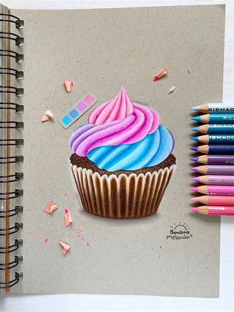 Cupcake Drawing Colored Pencil