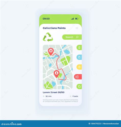 Recycling Stations Map Smartphone Interface Vector Template Stock
