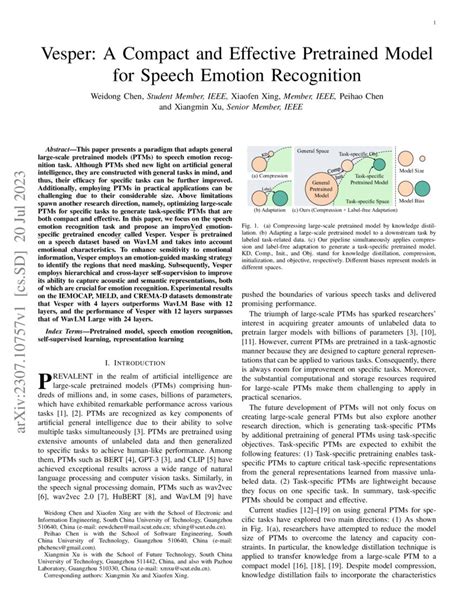 Vesper A Compact And Effective Pretrained Model For Speech Emotion Recognition DeepAI