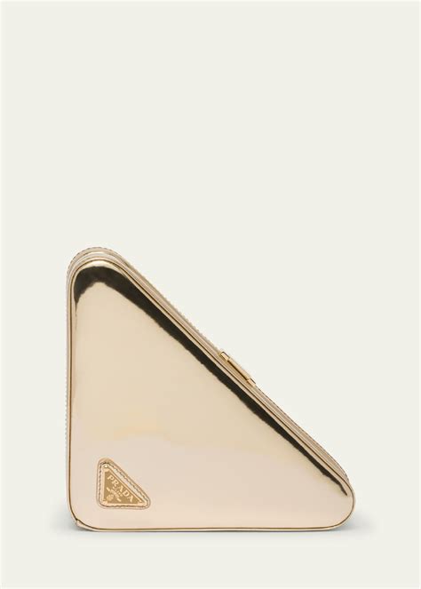 Prada Triangle Metallic Leather Clutch Bag Bergdorf Goodman