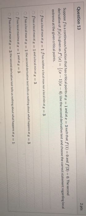 solved question 13 2 pts suppose fis a continuous function