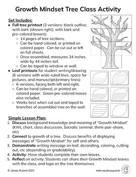 Growth Mindset Tree Class Activity Social Emotional Learning Sel