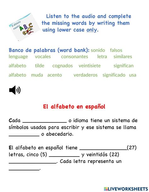 Alfabeto Espanol Worksheet