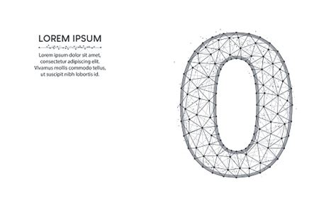 번호 0 낮은 폴리 디자인 수학 추상 기하학적 이미지 흰색 배경에 포인트와 선으로 만든 제로 와이어 프레임 메쉬 다각형 벡터 그림 이진법에 대한 스톡 벡터 아트 및 기타