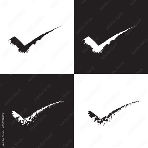 Image Vectorielle Stock Check Mark Icon Hand Drawn Check Mark Signs Doodle Effect Stain