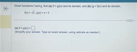 solved given functions f ﻿and g ﻿find a f g x ﻿and its