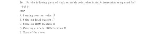 solved for the following piece of hack assembly code what