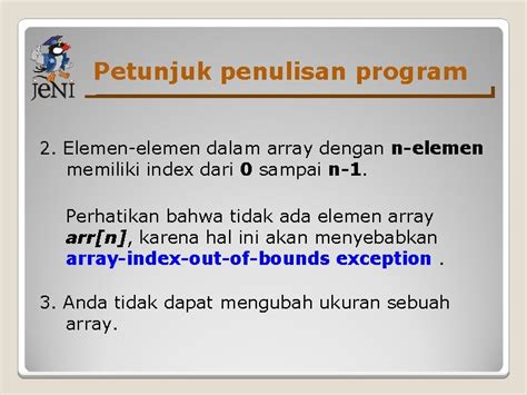 Java Array Pengenalan Pemrograman 1 Versi 2 0